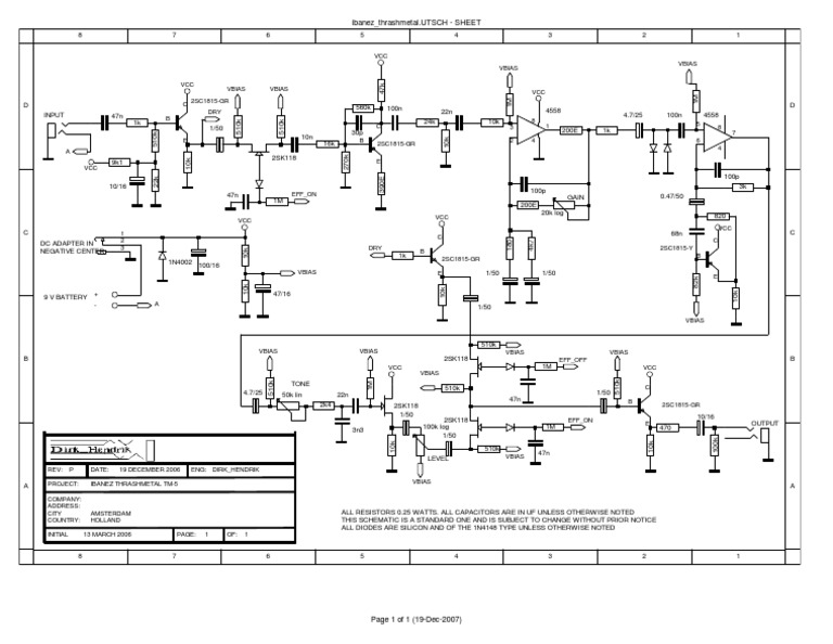 Ibanez Thrash Metal TM-5 Schematic | PDF
