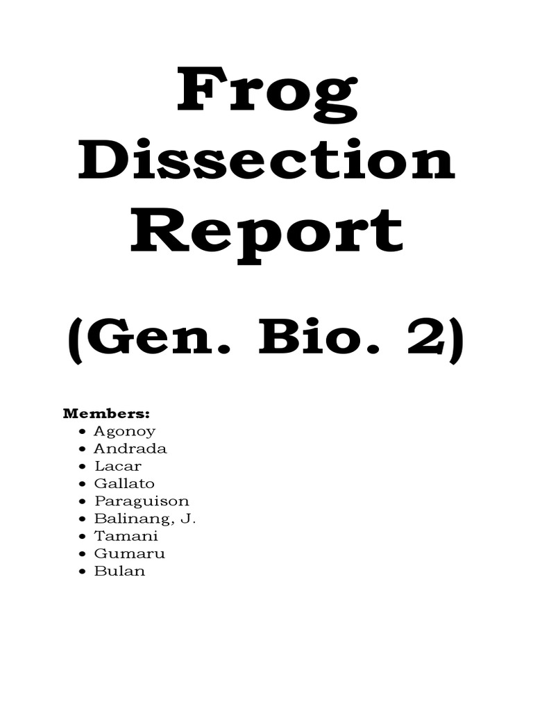 Frog Dissection Report | PDF | Wellness | Science & Mathematics