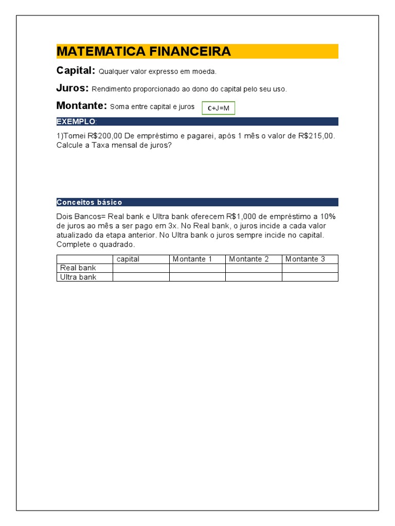Matematica Financeira | PDF | Finanças e Administração de Capital