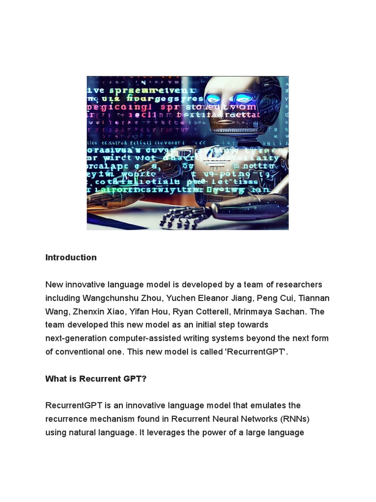 Recurrentgpt Language Based Ai For Long Text Generation Pdf Inputoutput Systems Science