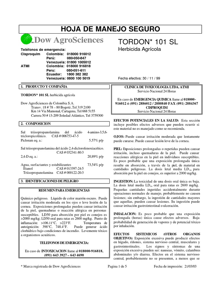Tordon 101 SL | PDF | Agua | Contaminación
