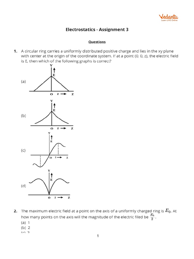 Electrostatics Assignment 3 Guide | PDF