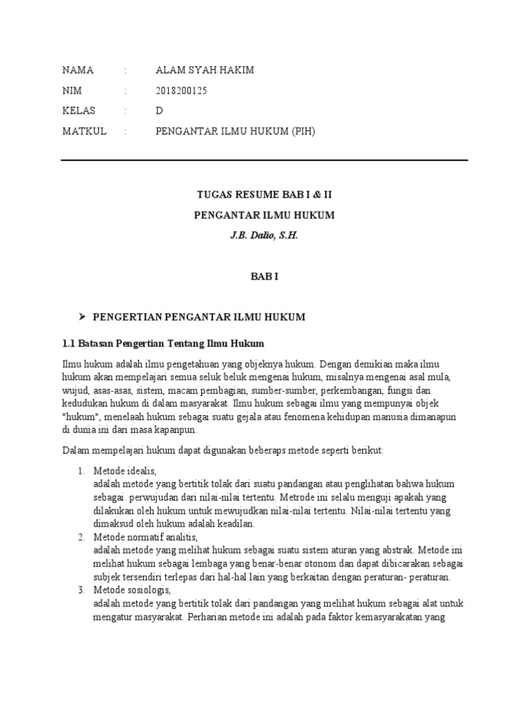 Pih Resume Bab 1 & 2 (Alam Syah Hakim 2018200125) PDF | PDF