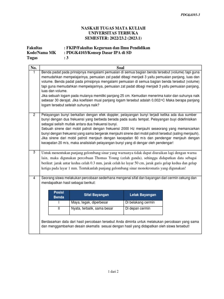 Soal pdgk4103 tmk3 3 | PDF