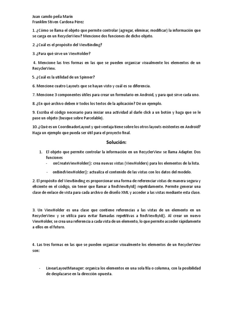 Guía Completa de RecyclerView y Layouts en Android | PDF | Android ...
