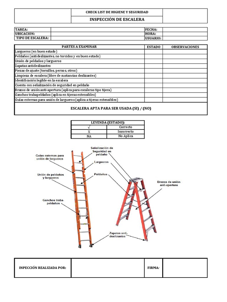 Inspección de Escaleras: Check List de Seguridad | PDF