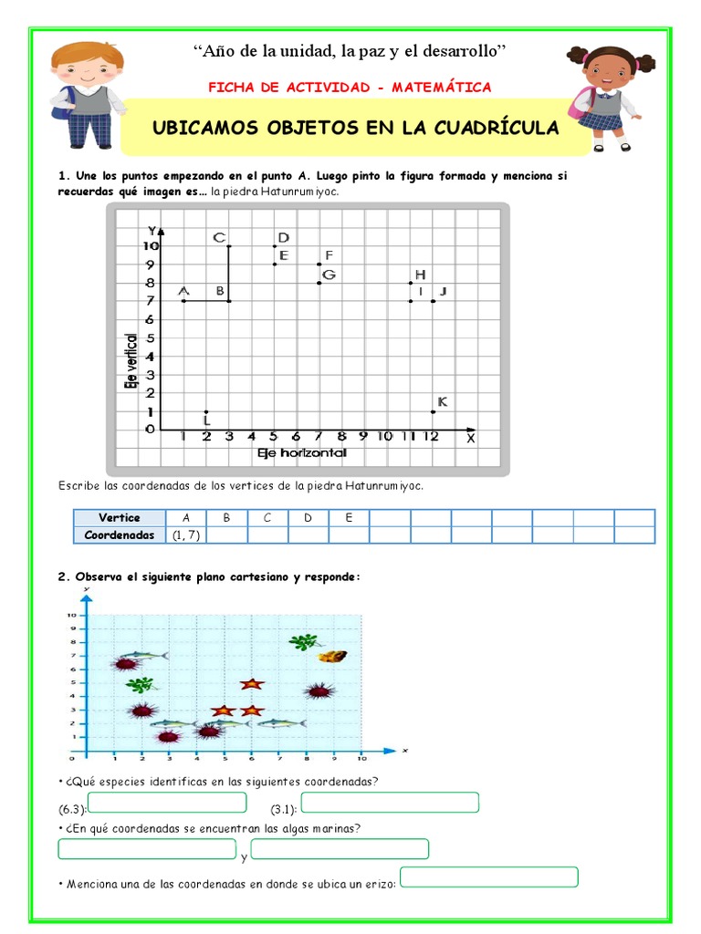 Ficha-Lun-Mat-Ubicamos Objetos en La Cuadrícula | PDF
