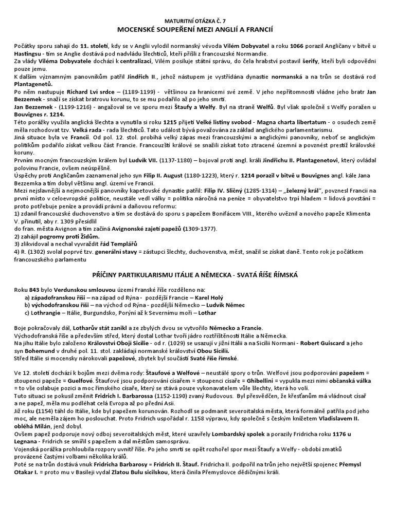 Maturitní Otázka Č. 7 | PDF