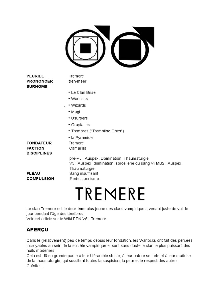 Tremere | PDF | Vampires | Sorcellerie