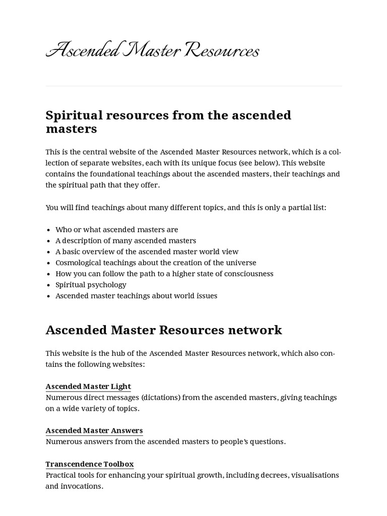 Ascended Master Resources | PDF