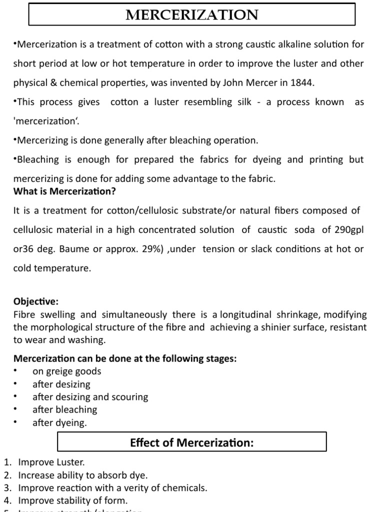 Mercerisation | PDF | Dyeing | Yarn
