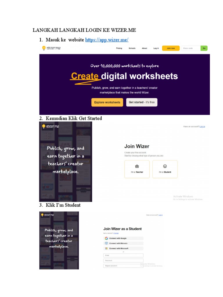 Langkah Login Wizer - Me | PDF