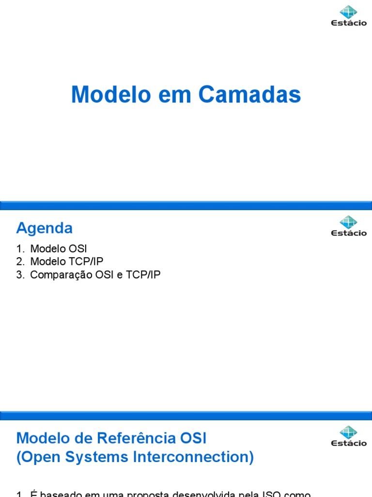 Aula01-Modelo em Camadas | PDF | Modelo OSI | Suíte de protocolo de internet