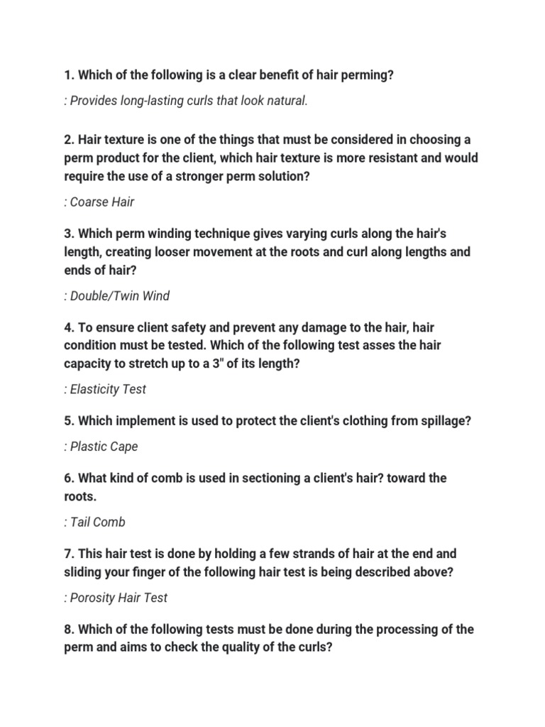Reviewer in Hairdressing (From Mastery Test) | PDF | Hair ...