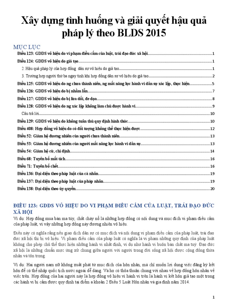 Xây Dựng Tình Huống Và Giải Quyết Hậu Quả Pháp Lý Theo BLDS 2015 | PDF