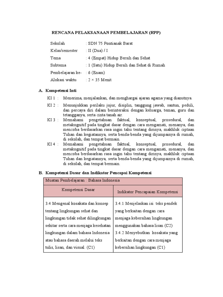 Chandra - RPP - T4sub1 - p6 - Rencana Pelaksanaan Pembelajaran Siklus 1 | PDF