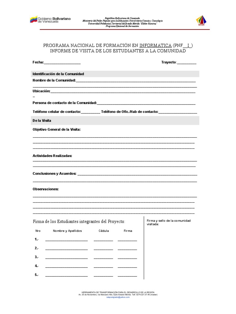 Formato VISITA Estudiantes | PDF | Informática