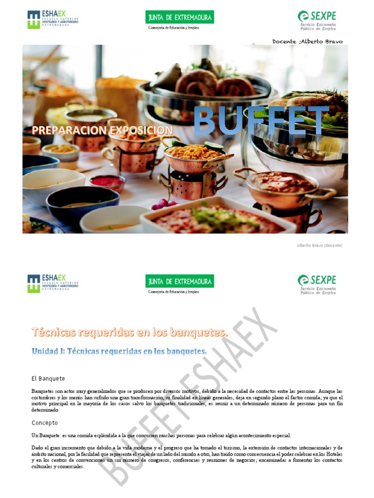 Realizacion, Elaboracion, Presentacion Buffets | PDF | Hotel | Alimentos