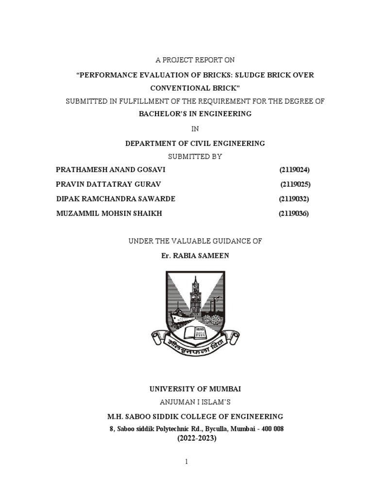 FINAL Report Major Project Sludge Brick | PDF | Sewage Treatment | Incineration