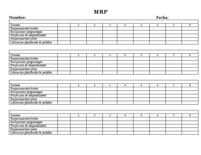 Planilla MRP | PDF