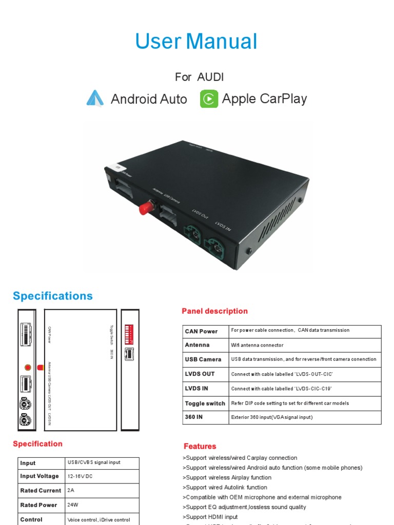 User Manual: Apple Carplay Android Auto | PDF | Android (Operating System) | Usb