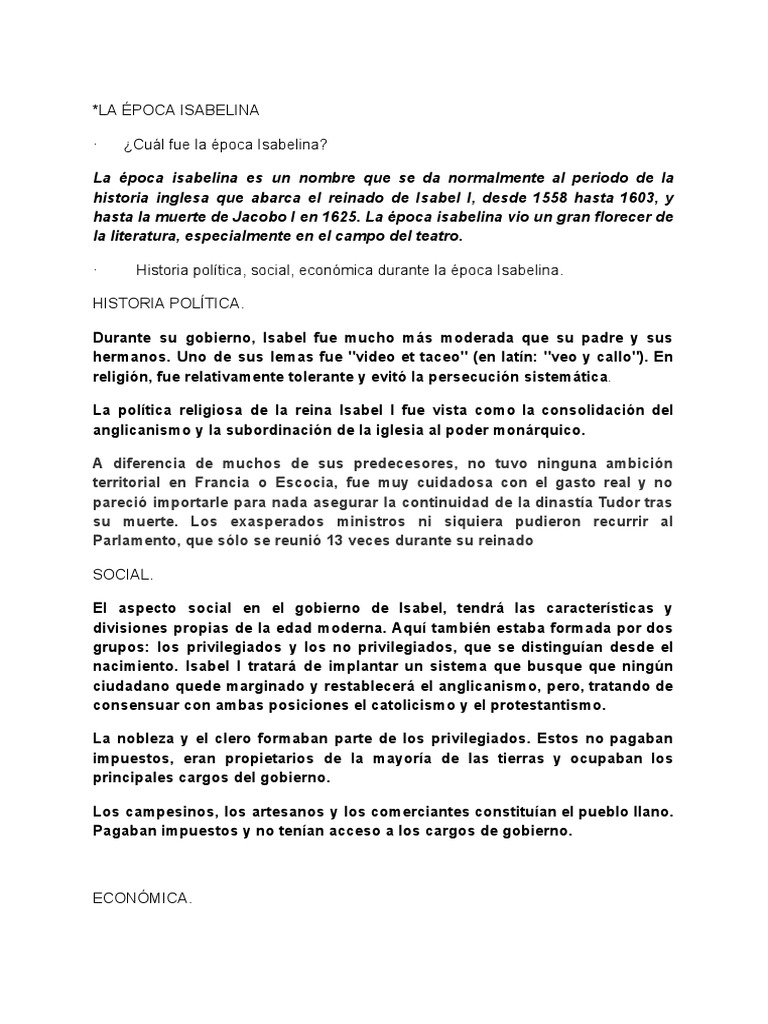 Contexto y características de la época isabelina | PDF | Macbeth | Era ...