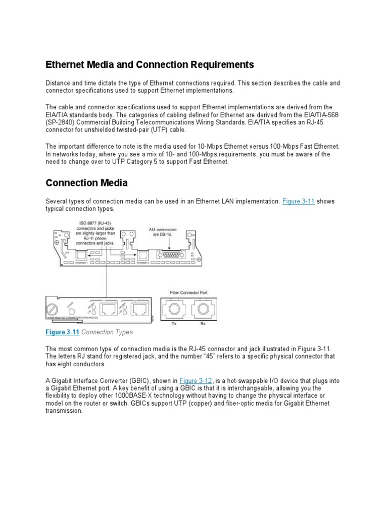Ethernet Media and Connection Requirements | PDF | Ethernet ...