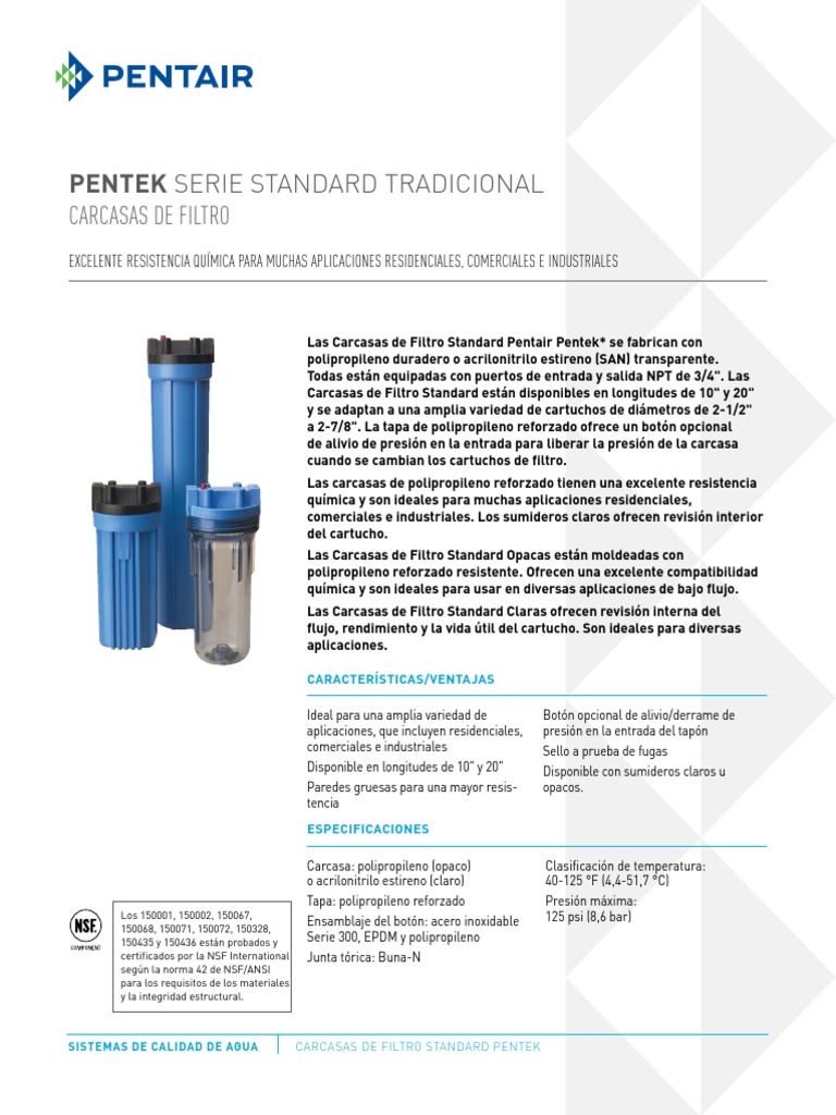 Pentek Ficha y Certificado | PDF | Procesos industriales | Química