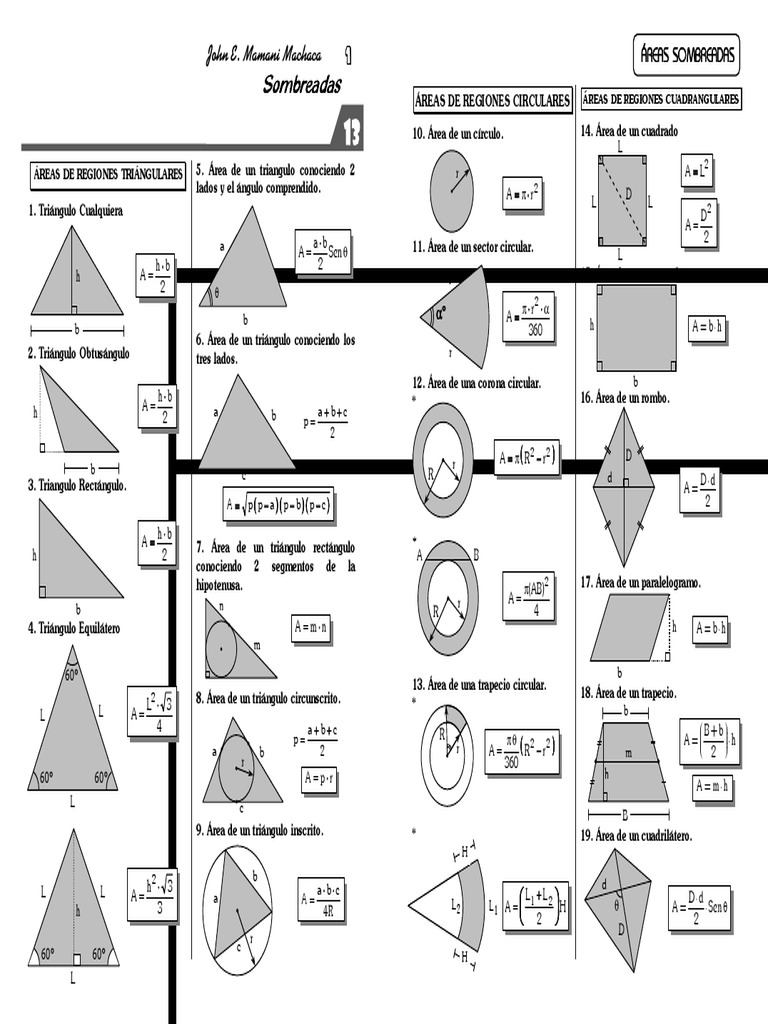 Razonamiento Matematico - 13 - Areas Sombreadas | PDF | Pi | Triángulo
