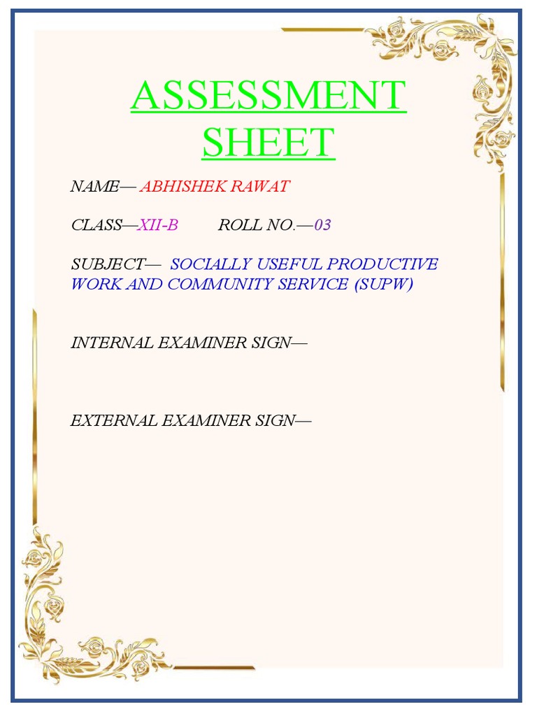 SUPW Project on Community Service | PDF