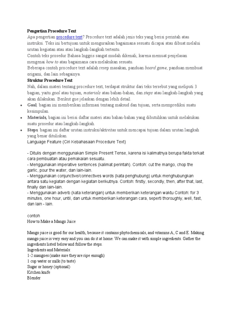 Pengertian Procedure Text | PDF