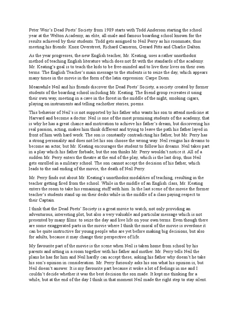 Dead Poets Society | PDF