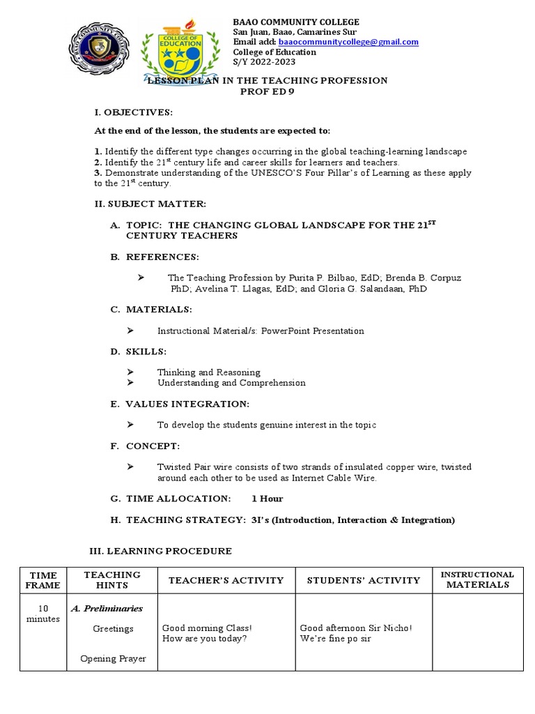 Lesson Plan (Beed 3b) | PDF | Learning | Educational Technology