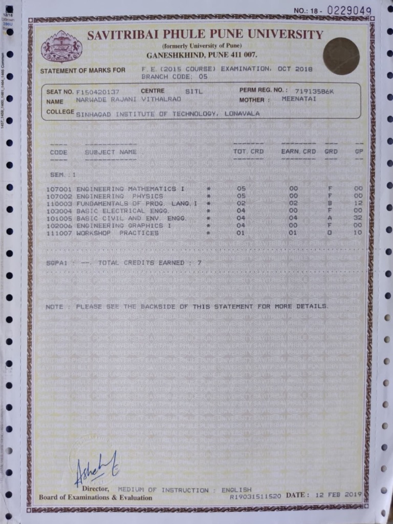 Final Marksheet | PDF | Computer Science | Engineering