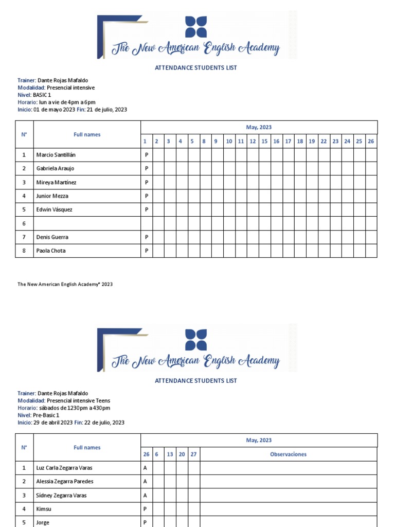 Attendance Students List | PDF