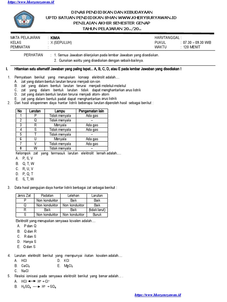 Soal Penilaian Akhir Kimia Kelas 10 | PDF | Sains & Matematika