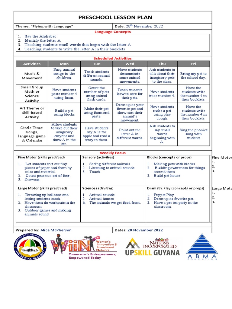 Preschool Lesson Plan Templates | PDF | Cognitive Science | Cognition