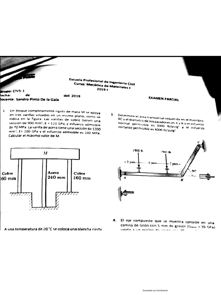 Examenes de Mecanica de Materiales Sandro Pinti | PDF