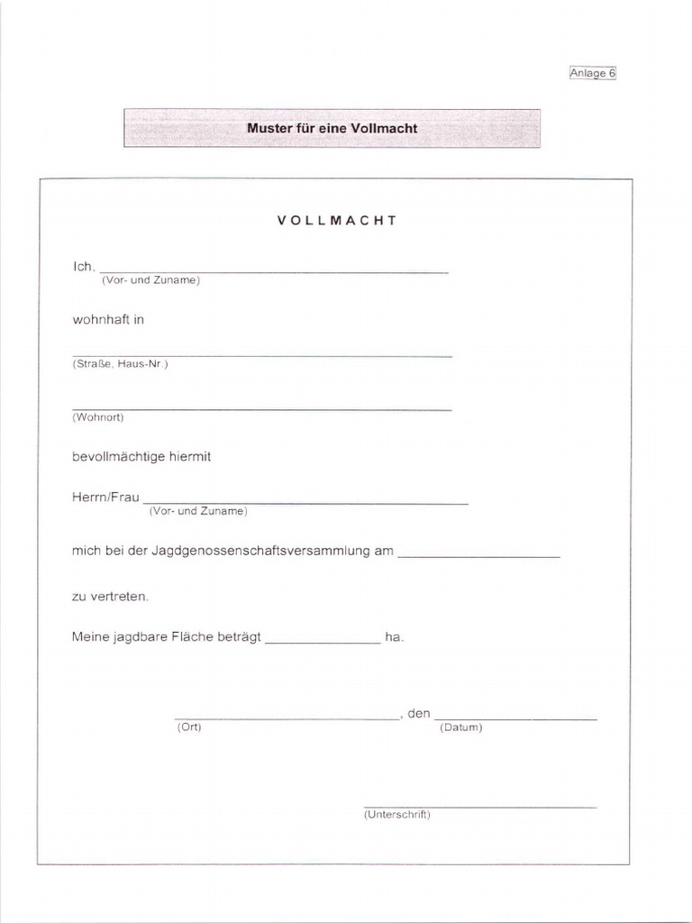 Muster Für Eine Vollmacht | PDF