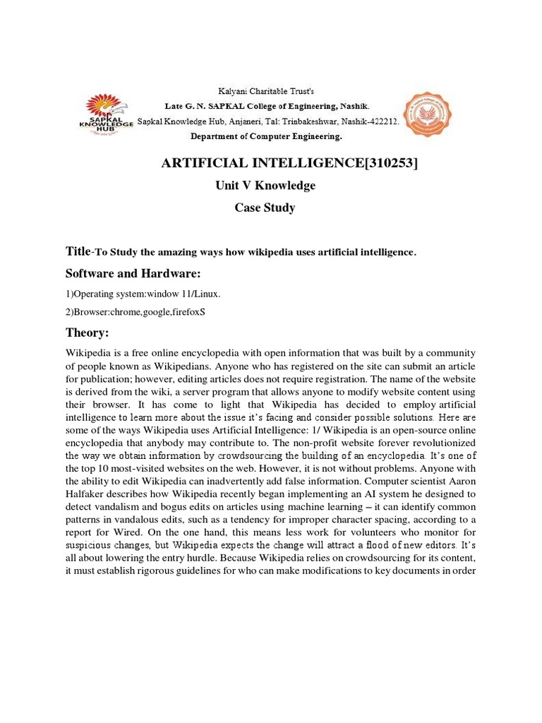 Unit 5 Case Study | PDF | Wikipedia | Artificial Intelligence