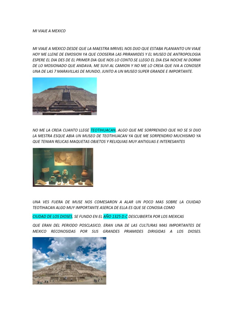 Mi Viaje A Mexico | PDF