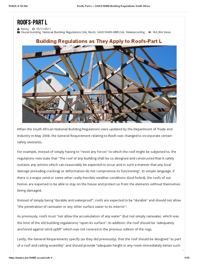 Roofs-Part L - SANS10400-Building Regulations South Africa | PDF ...