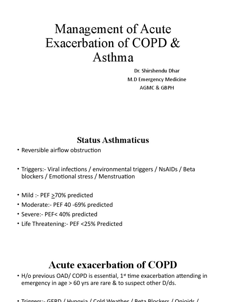 Management of COPD Exacerbation | PDF | Chronic Obstructive Pulmonary ...