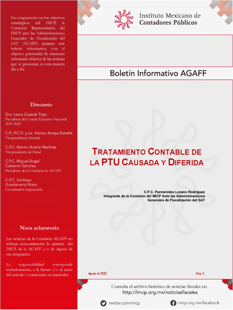 Agaff 03 Tratamiento Contable de La Ptu Causada y Diferida | PDF ...
