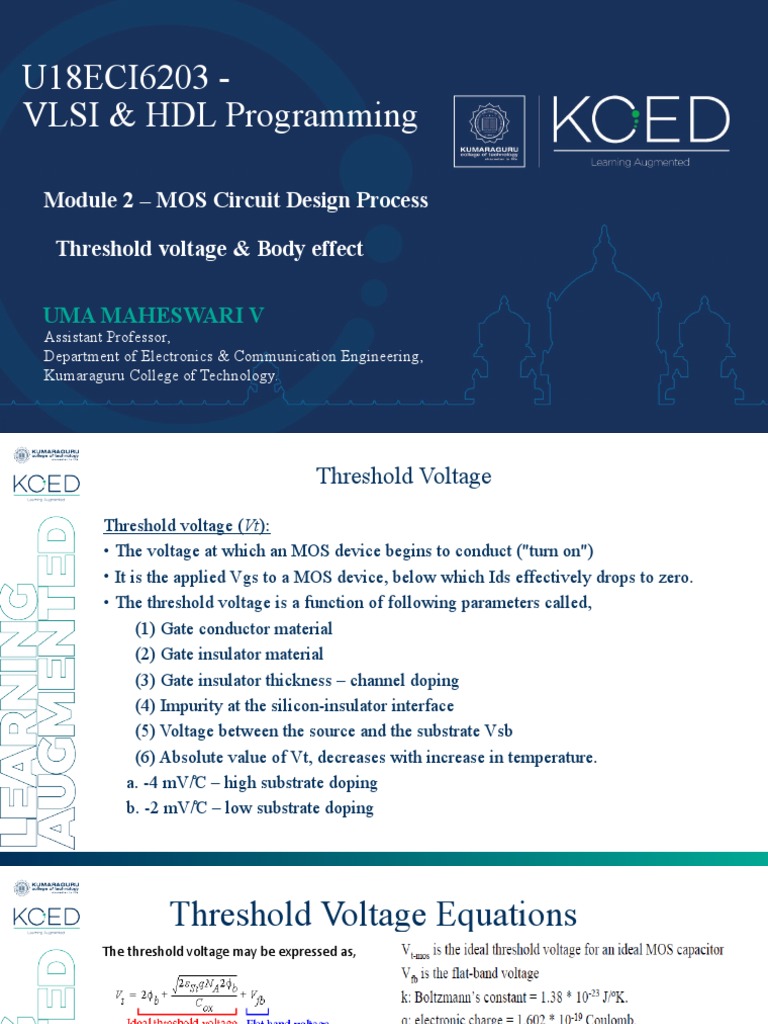 MOSFET Threshold Voltage & Body Effect | PDF | Mosfet | Field Effect ...