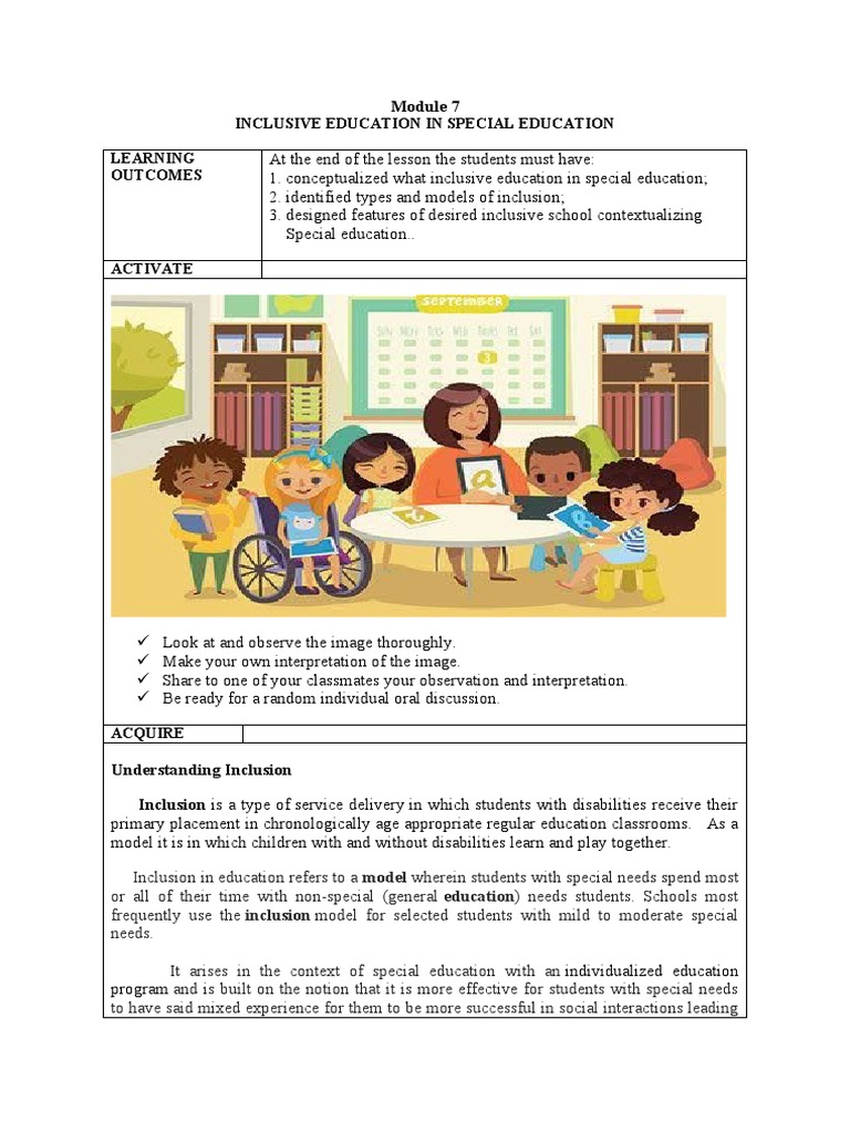 Inclusive Education in Special Needs | PDF | Inclusion (Education ...
