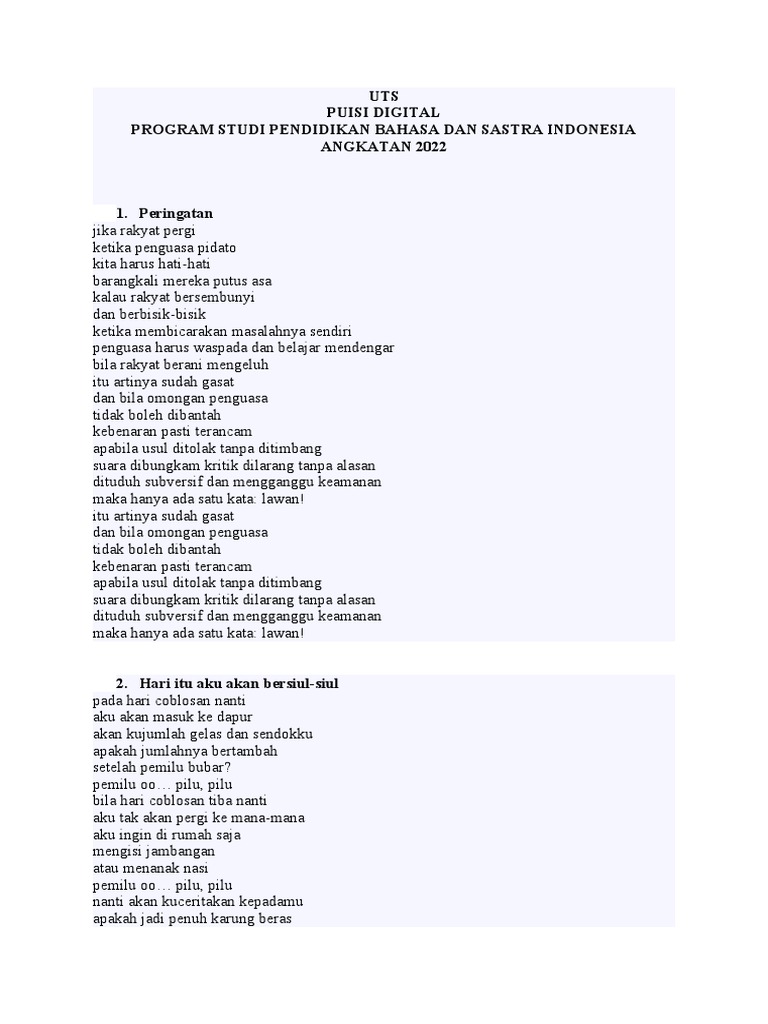 Uts Puisi Digital | PDF