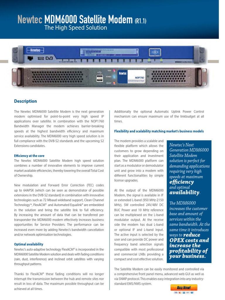 Newtec NOP1760 MDM6000 High Speed System | PDF | Modem | Modulation