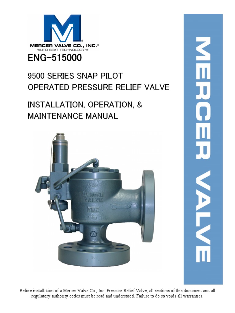 Mercer 9500 Series Valve Manual | PDF | Valve | Pipe (Fluid Conveyance)