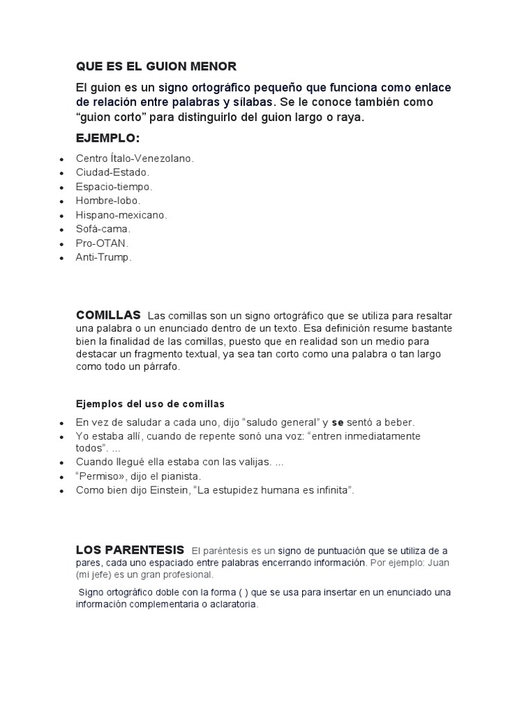 Uso y ejemplos del guion menor | PDF | Tipografía | Símbolos tipográficos